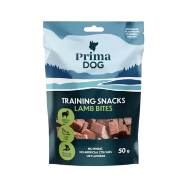 PRIMA DOG TRAINING SNACKS LAMMASPALA 50G - Keskisen Kauppa