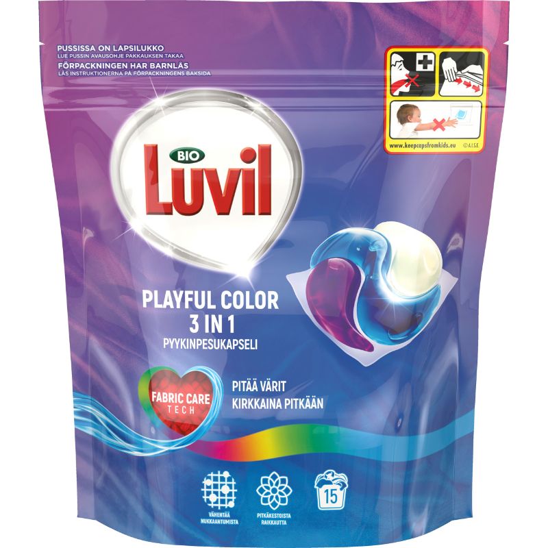 BIO LUVIL PYYKINPESUTABLETTI COLOUR 15 KPL - Keskisen Kauppa