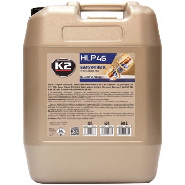 K2 HYDRAULIIKKAÖLJY HLP 46 20L - Keskisen Kauppa